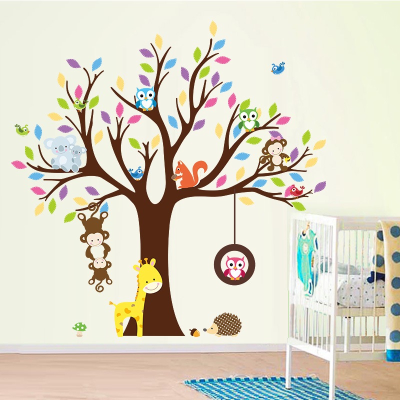 Jual Reliza Wall Sticker Pohon Hijau Animal Hewan Zoo Kebun Binatang ...