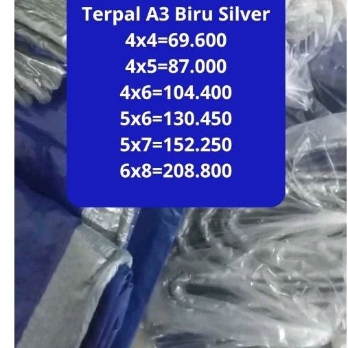 Jual TERPAL A3 5X6 / 5X7 / 6x7/ 6X8 / 6X9 /BIRU SILVER/ TERPAL JEMUR ...