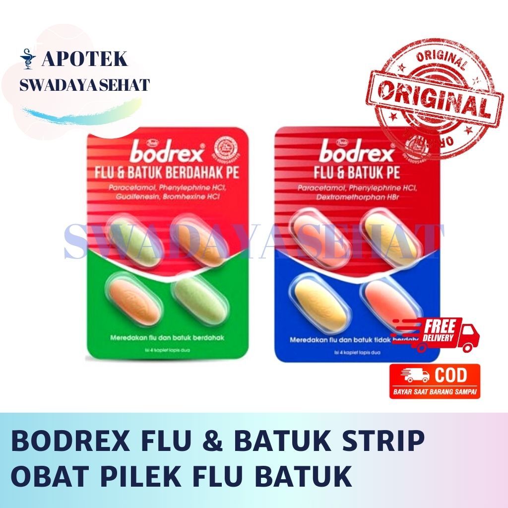 Jual BODREX FLU BATUK Berdahak PE & Batuk Tidak Berdahak Strip 4 Tablet ...