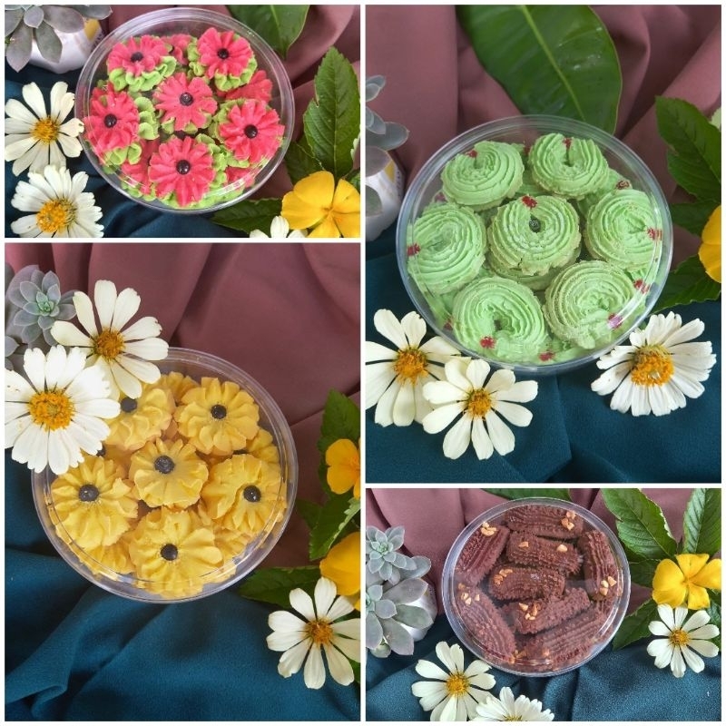 Jual Kue Kering Lebaran 250gr Kue Mawar Kuning Hijau Pink Semprit ...