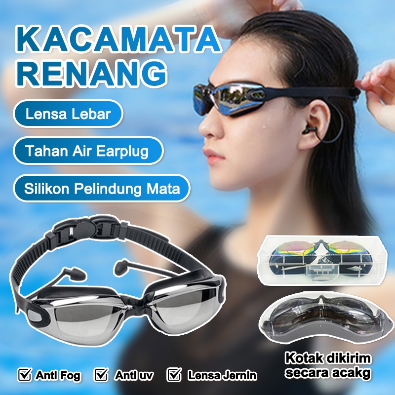 Jual Kacamata Renang Remaja Dewasa Anti Fog UV Protection dengan Penutup Telinga/Kacamata Renang ...