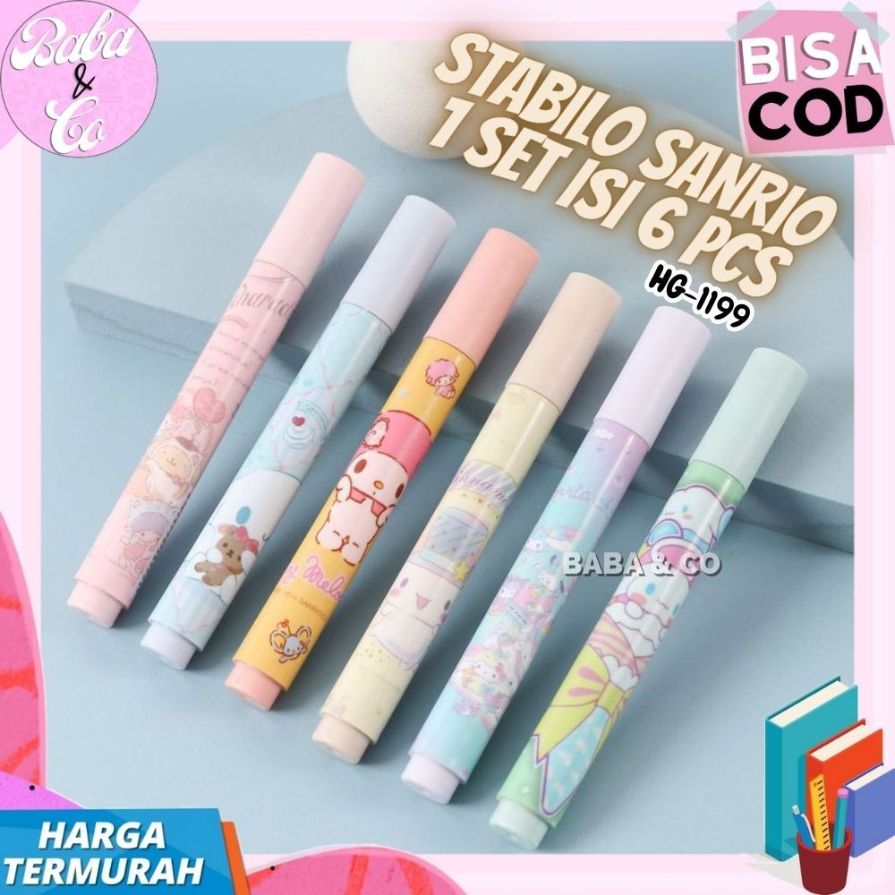 Jual STABILO SANRIO 1 SET 6pcs HIGHLIGHTER SANRIO HG-1199 LUCU UNIK ...