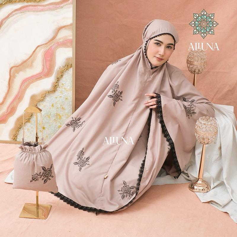 Jual ALLUNA - Mukena Dewasa Traveling Katun Renda Bordir strimin Rose ...