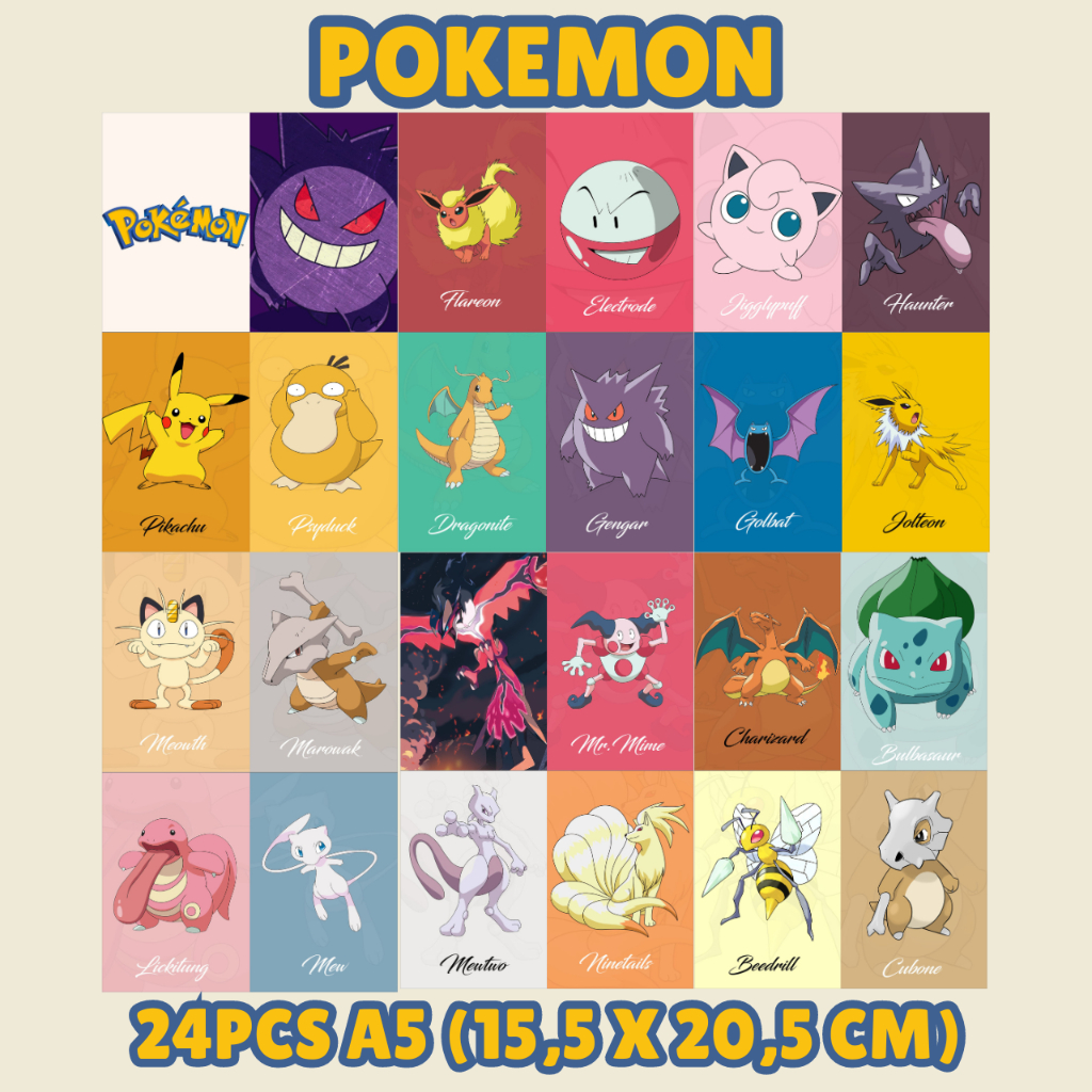 Jual Poster dinding pokemon isi 24pcs | Shopee Indonesia