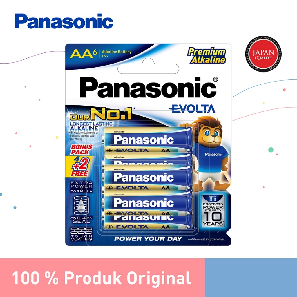 Jual Panasonic Baterai AA Evolta Premium Alkaline 6Pcs Battery Evolta Alkaline Size A2 | Shopee ...