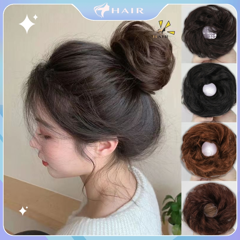 Jual HIR-0138 Cepolan rambut palsu Karet Scrunchie/Korean Fun Bun/ Hair ...