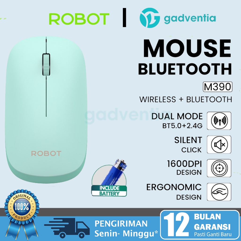 Jual ROBOT M350 M360 M390 Mouse Bluetooth BT 5.0 + Wireless 2in1 Dual ...