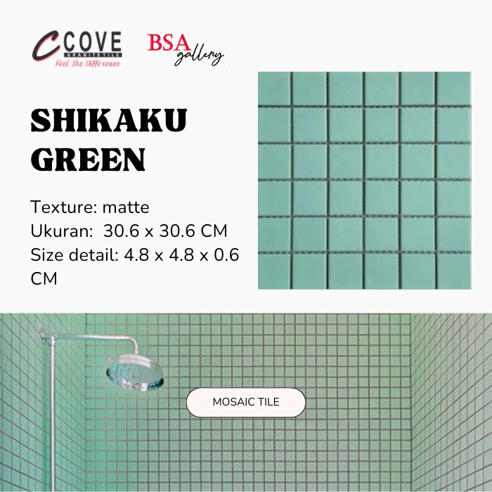Jual MOSAIC TILE KOTAK SHIKAKU GREEN COVE / MOSAIK HIJAU DINDING LANTAI ...
