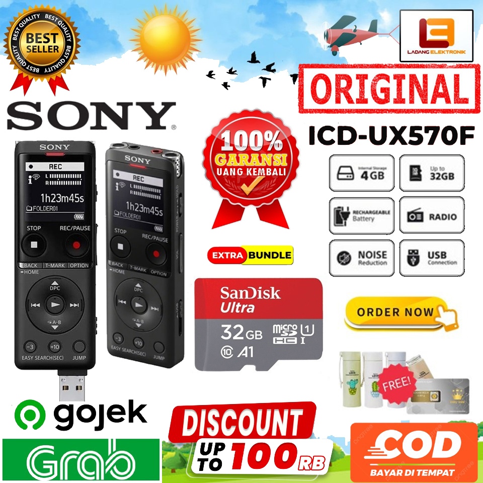 Jual Sony ICD-UX570F Voice Recorder Digital Alat Perekam Suara Original ...
