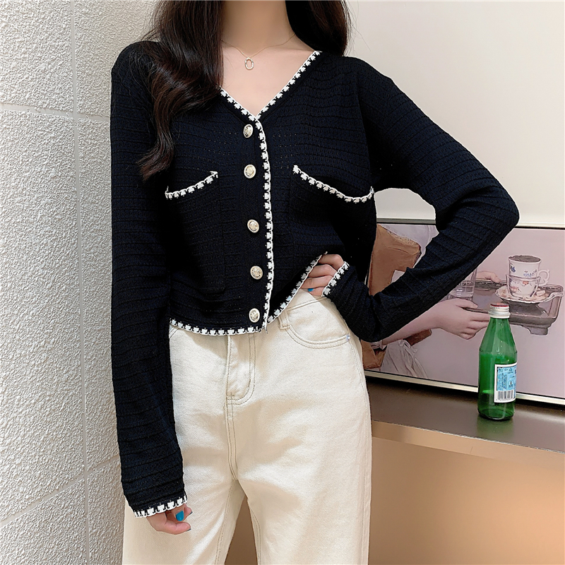 Jual korean style Lengan Panjang Cardigan Wanita Rajut Crop Kekinian Import Kardigan crop ...