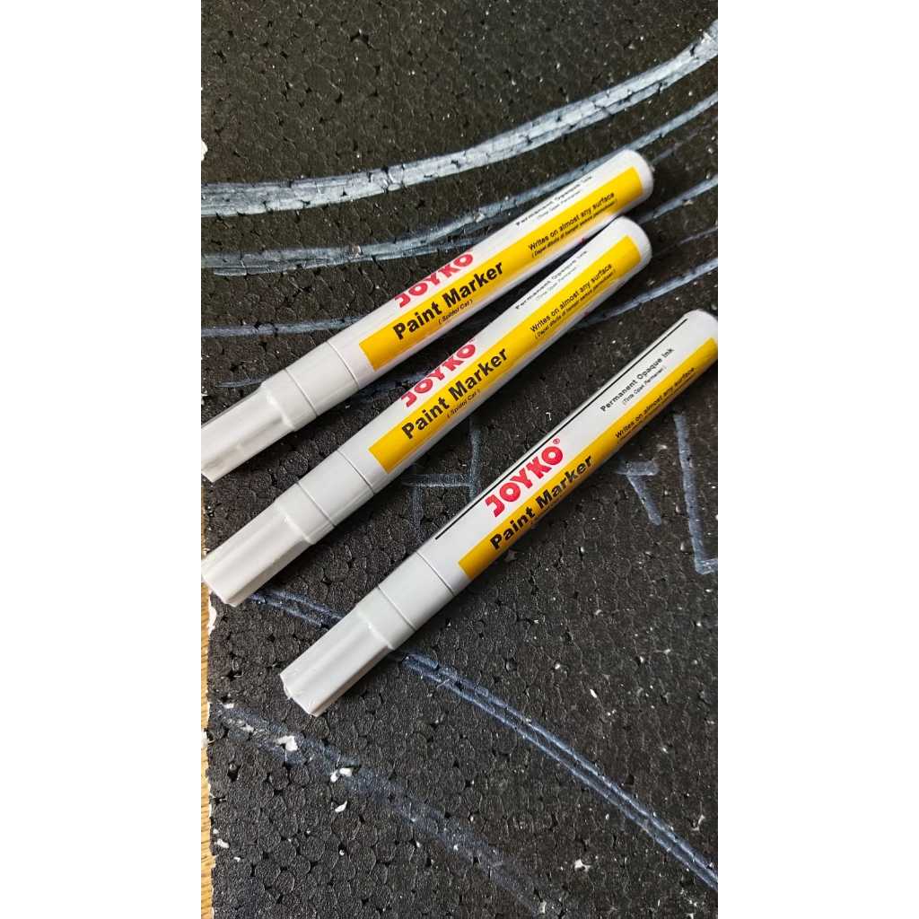 Jual spidol joyko paint marker permanent warna putih untuk menulis di ...