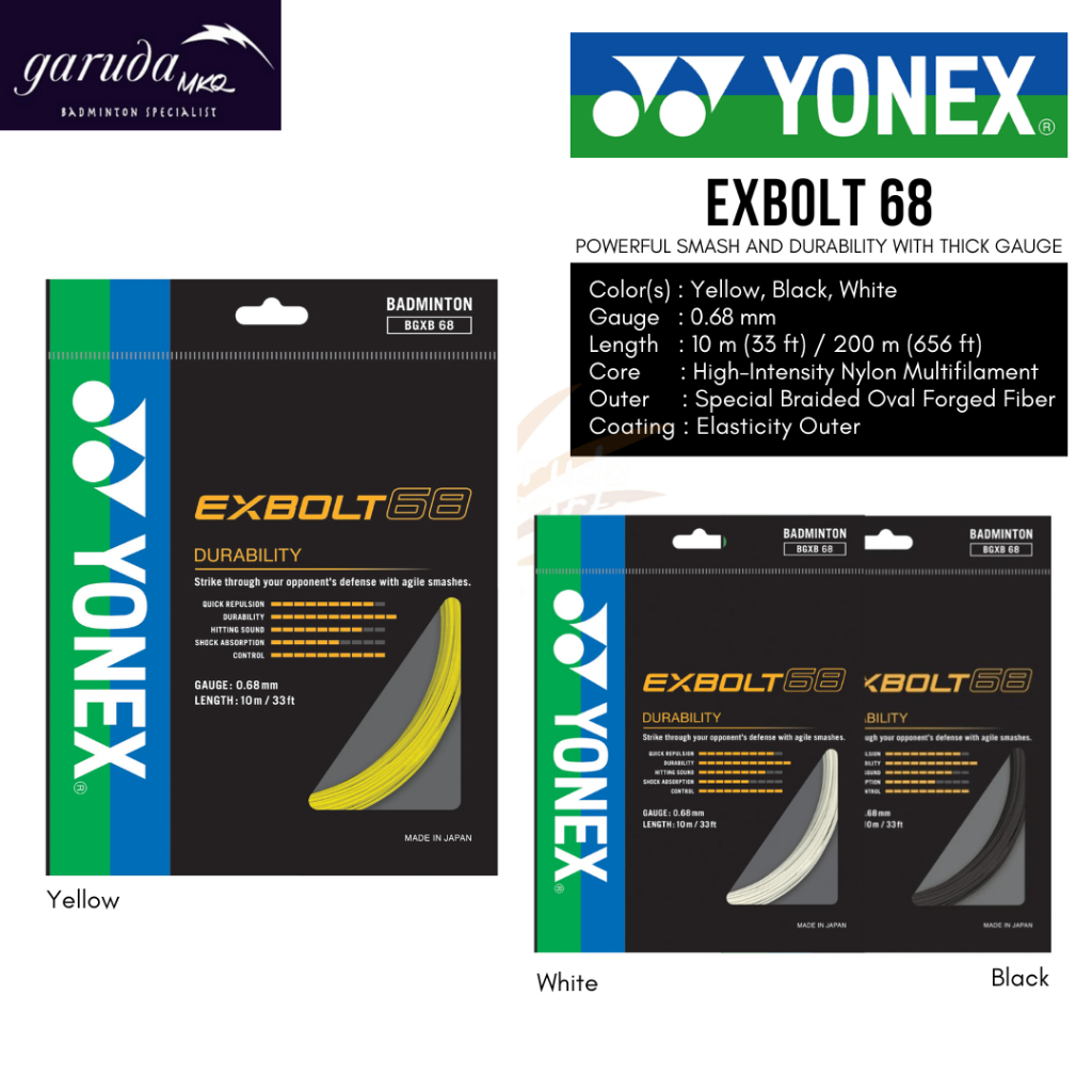 Jual SENAR BULU TANGKIS YONEX EXBOLT68 / SENAR YONEX EXBOLT 68 SP ...