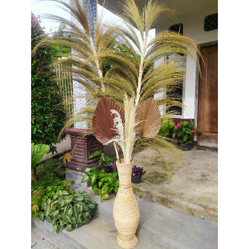 Jual vas rotan , vas aesthetic , homedecor | paket bunga dekorasi + vas ...