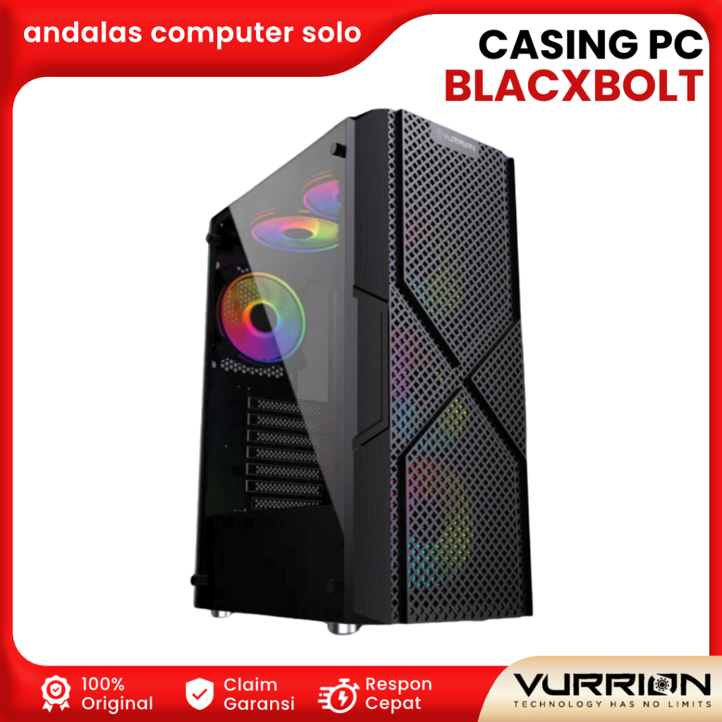 Jual CASING CASE GAMING GAME VURRION BLACXBOLT TEMPERED GLASS MID TOWER ...