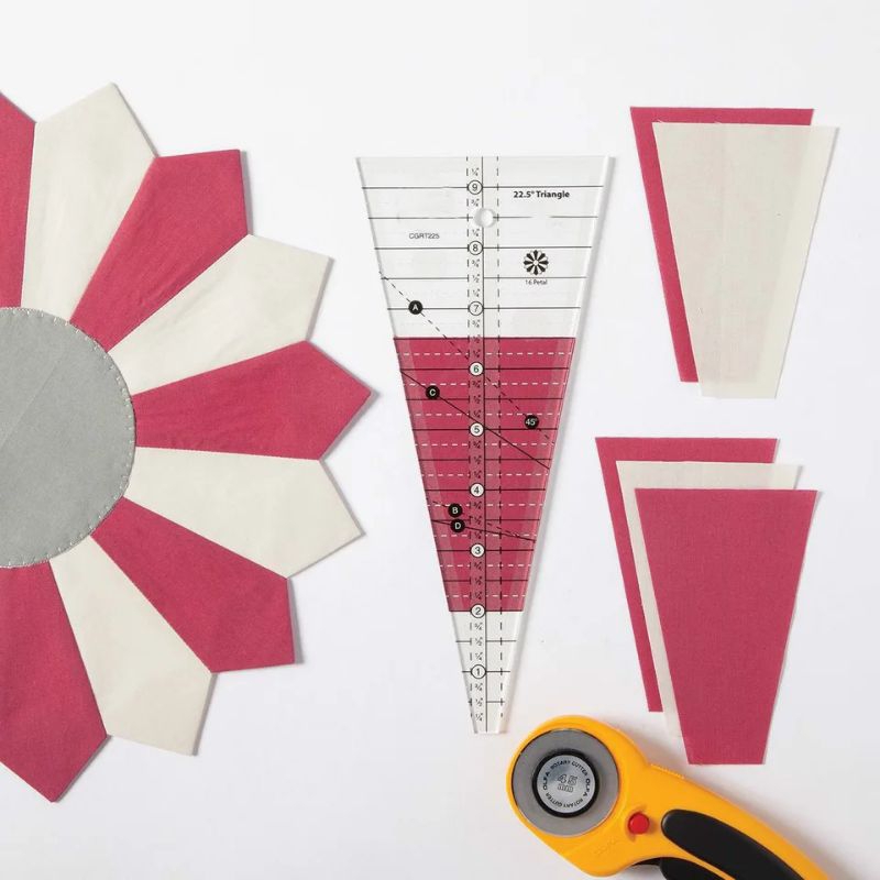 Jual Penggaris Patchwork Quilting Triangle Dresden 22,5⁰ Template Jahit ...