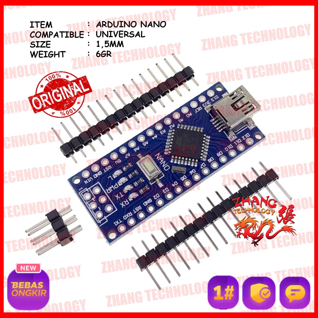 Jual Arduino Nano V3 Atmega328p Ch340g 5v Arduino Nano R3 Atmega328p 5621
