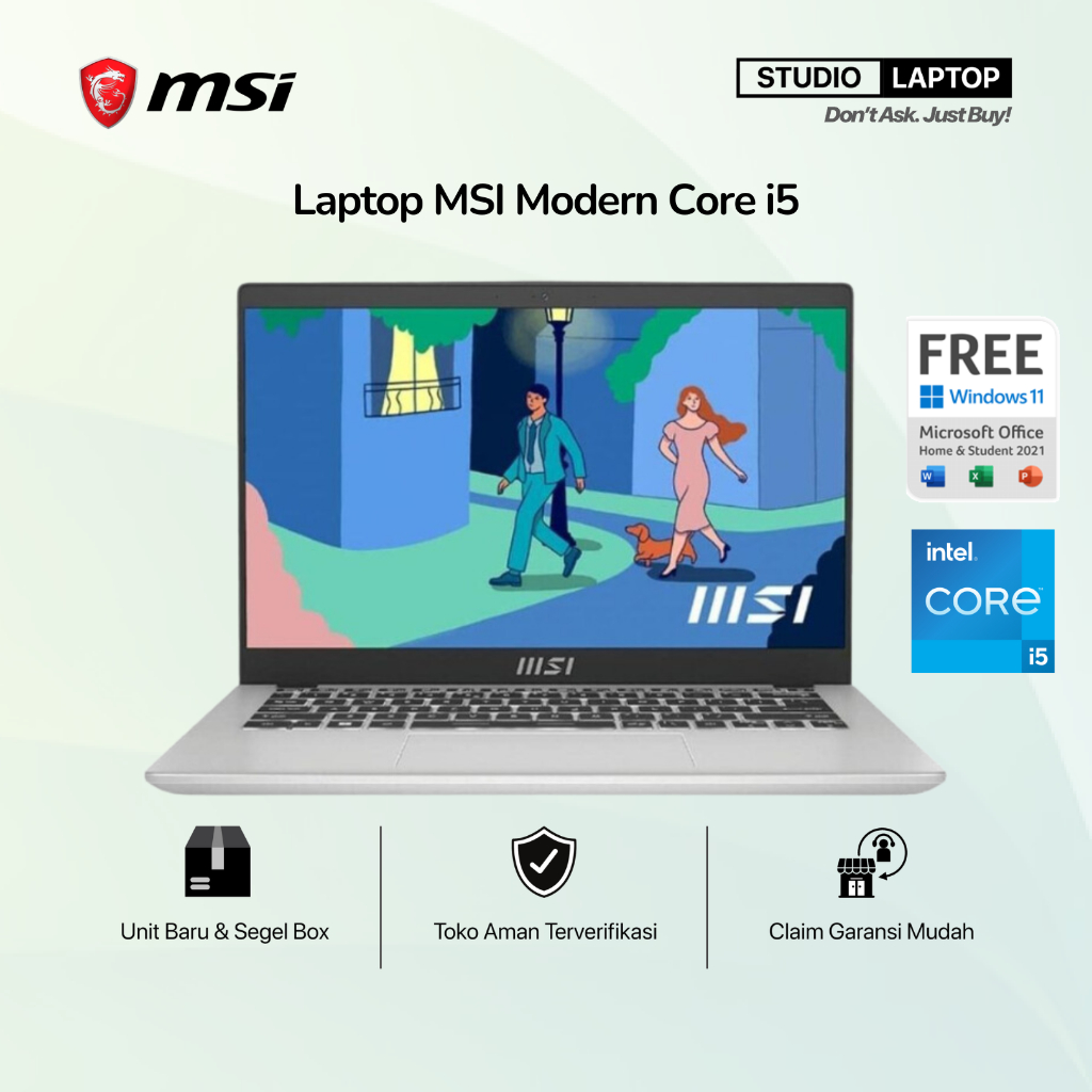 Jual MSI Modern 14 C12MO Core i5-1235U Iris Xe [ RAM 8GB 16GB 512GB SSD ...