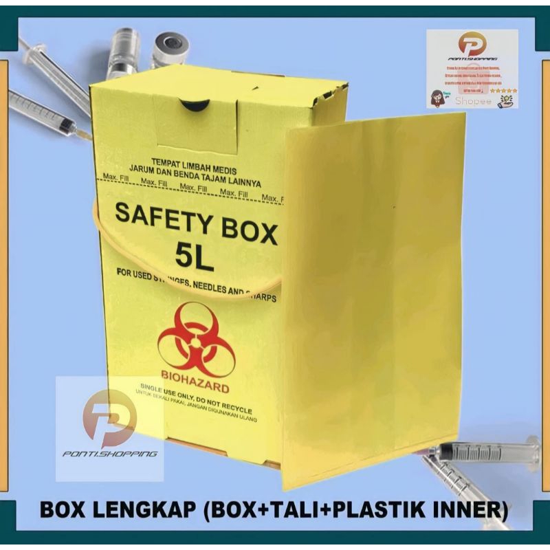 Jual Safety Box 5 Liter 'BIOHAZARD/Box Pembuangan Sampah Medis | Shopee Indonesia