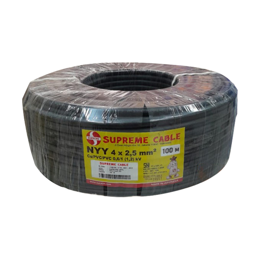 Jual Kabel Listrik NYY 4x2.5 4x2,5 ISI 4 2.5 MM Supreme Lidi Kawat Tembaga Hitam 50 Meter 50M ...