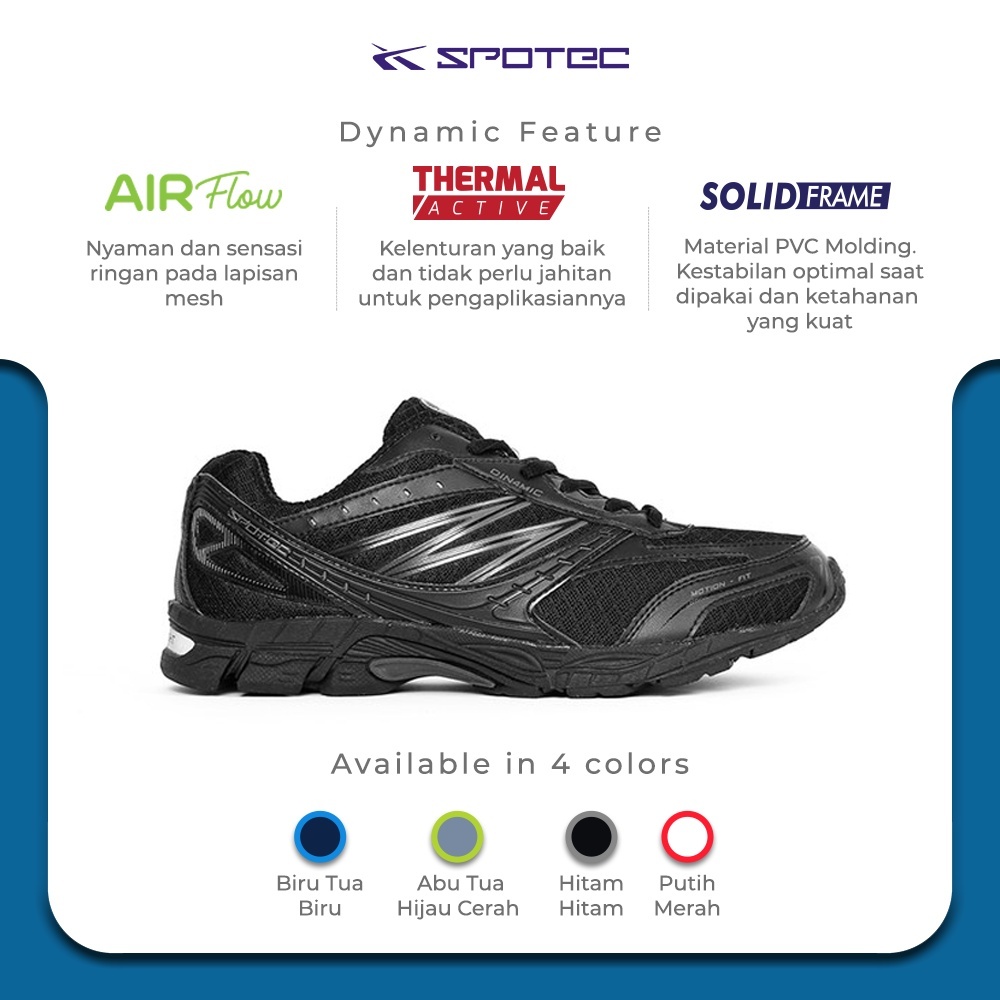 Jual SPOTEC Sepatu RUNNING Artikel DYNAMIC- hitam-hitam | Shopee Indonesia