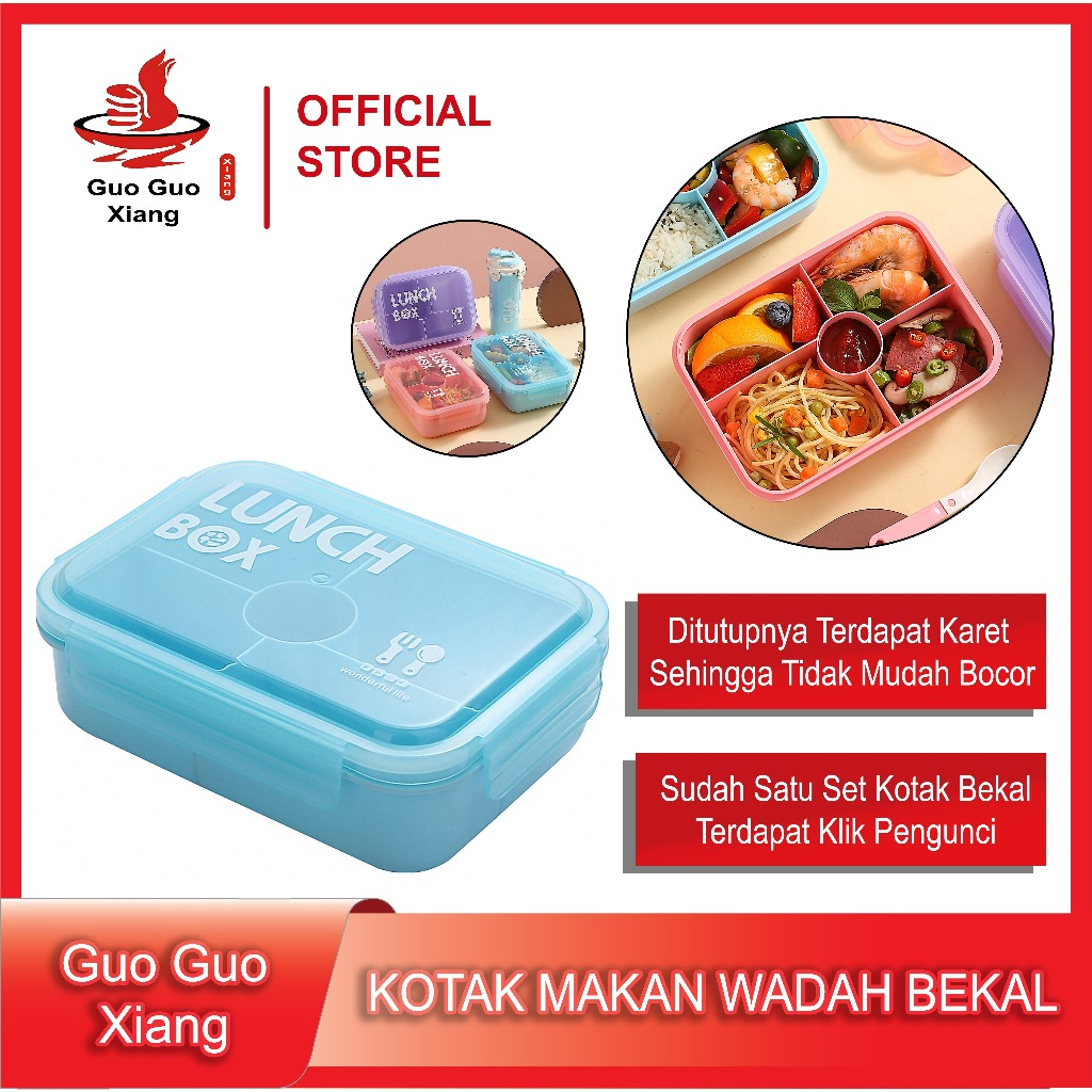 Jual Kotak Makan Wadah Bekal Tutup Transparan 5 Sekat Plus Botol Minum ...
