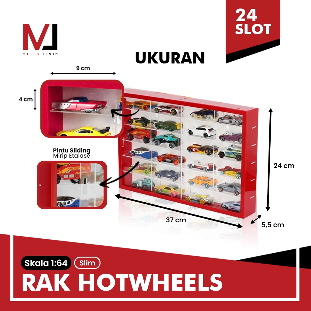 Jual RAK HOTWHEELS ISI 24 SLOT SLIM NO HEADER SKALA 1:64 / RACK ...