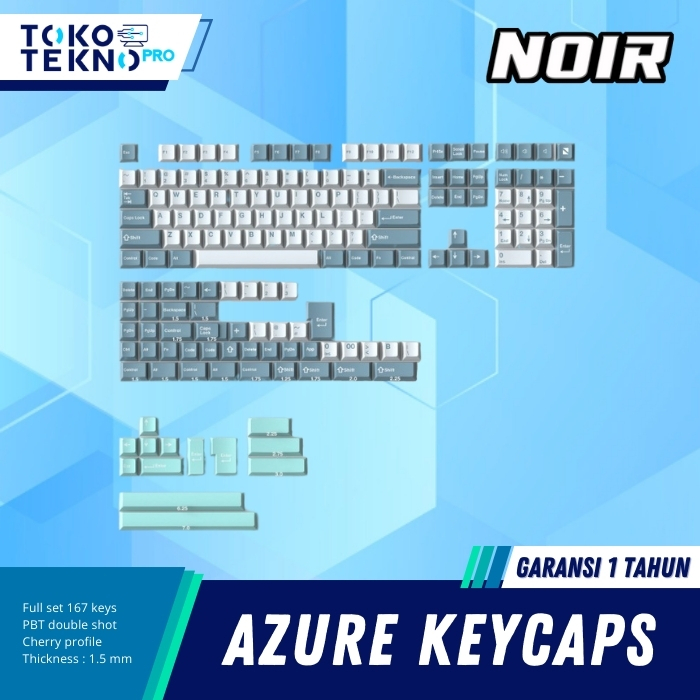 Jual Noir Azure Keycaps PBT Doubleshot Cherry Profile Keycap Set ...