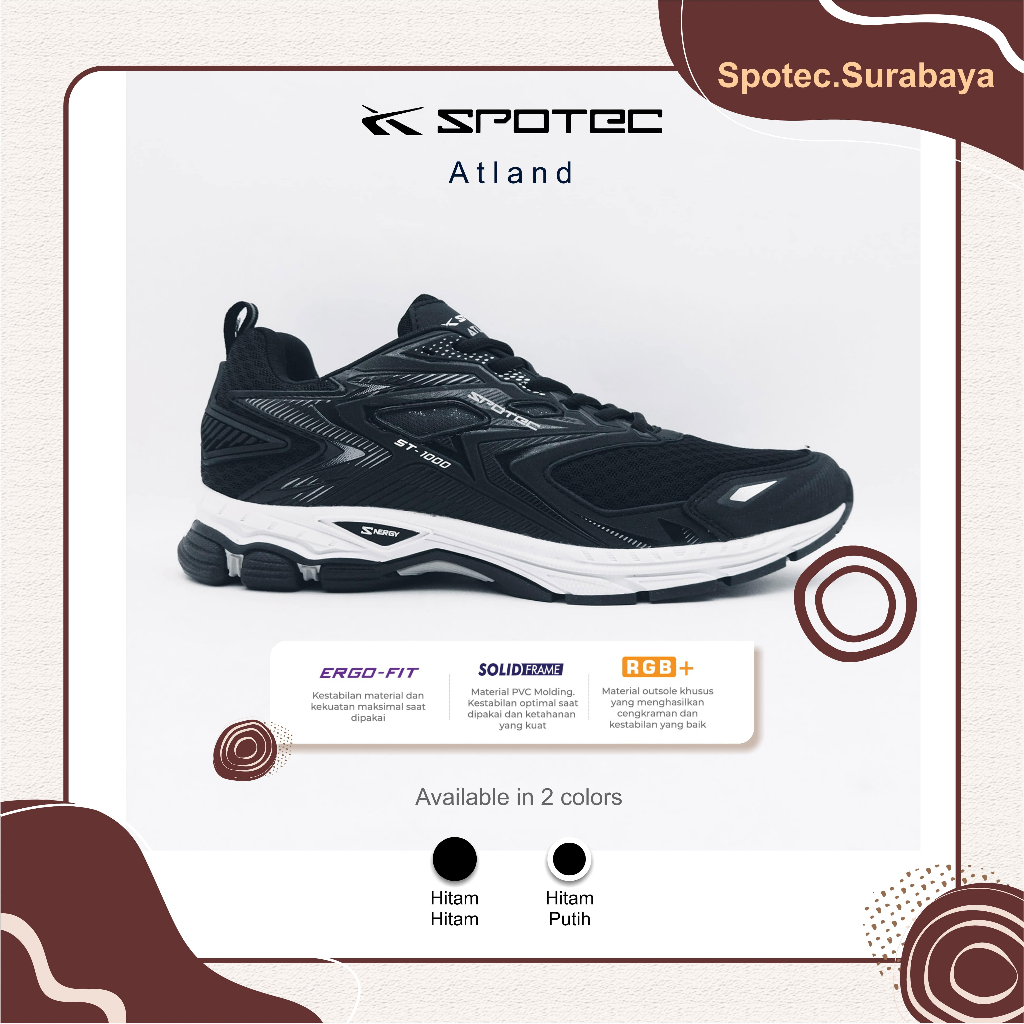Jual Sepatu Student SPOTEC ATLAND Hitam-Putih | Shopee Indonesia