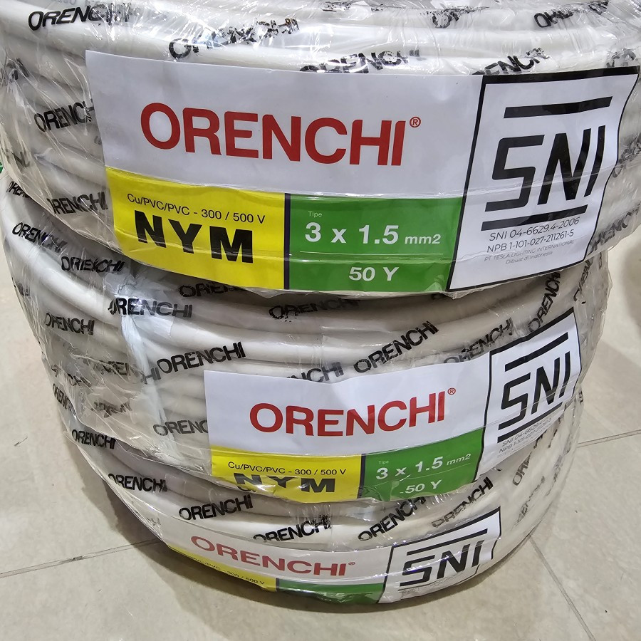 Jual Kabel listrik tunggal NYM 3x1.5mm Orenchi 3 x 1.5 mm putih per rol ...