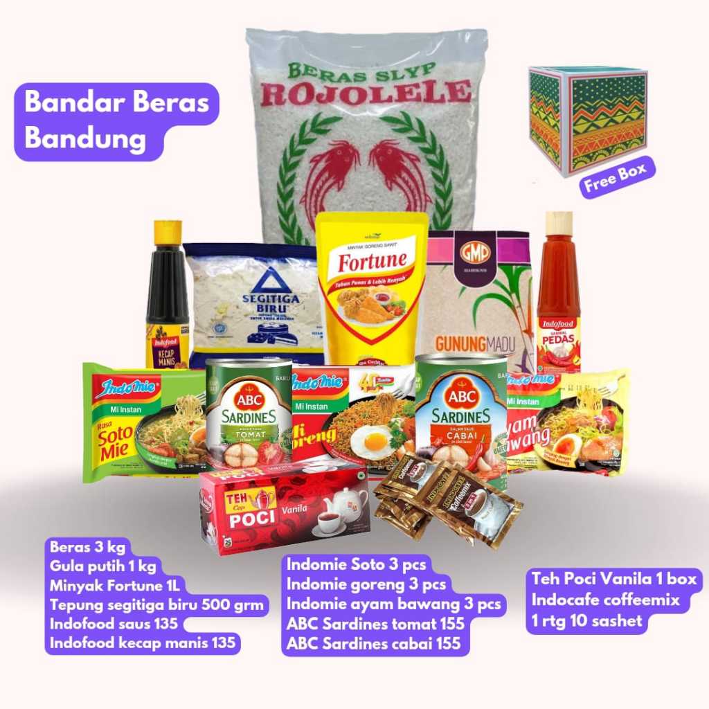 Jual Paket Sembako Lengkap Free Box ( Untuk Hadiah & Hampers ) | Shopee Indonesia