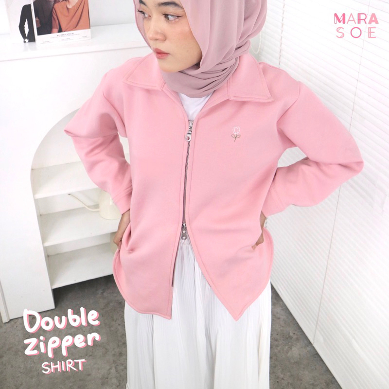 Jual [Marasoe] DOUBLE ZIPPER SHIRT - Double Zipper Knit Double Zip ...