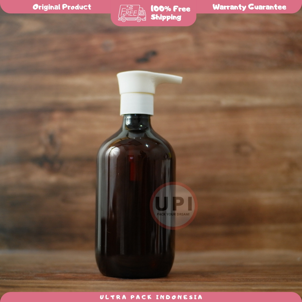 Jual KEMASAN BOTOL POMPA ISI ULANG - BOTOL PET MADA 500ML AMBER + LOTION PUMP JUMBO PUTIH ...