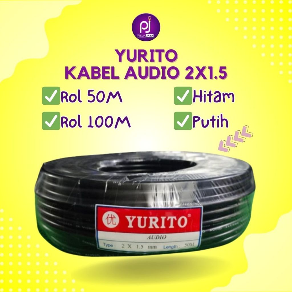 Jual AUDIO 2X1.5 50M YURITO | KABEL AUDIO SERABUT ISI 2 | KABEL ROLL 50 ...