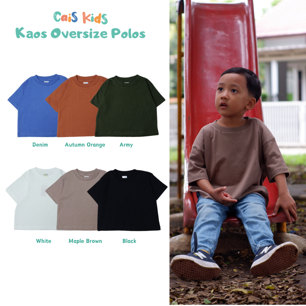 Jual Cais Kids - kaos oversize anak casual bahan combed polos usia 1 sd ...