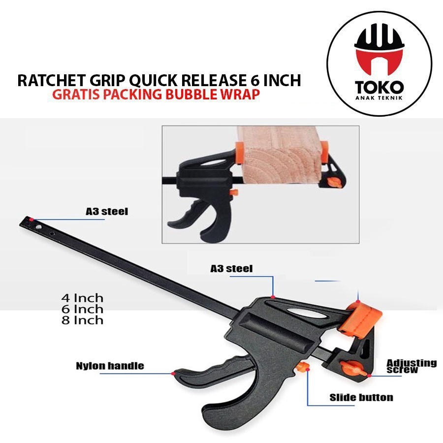 Jual F Clamp 6" Bar Catok Alat Penjepit Press Kayu Klem Clip DIY ...