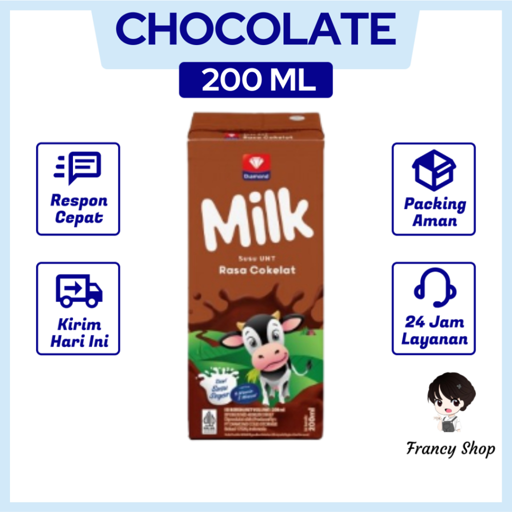 Jual Susu Diamond UHT Milk Chocolate Sleeve 200 ml | Shopee Indonesia