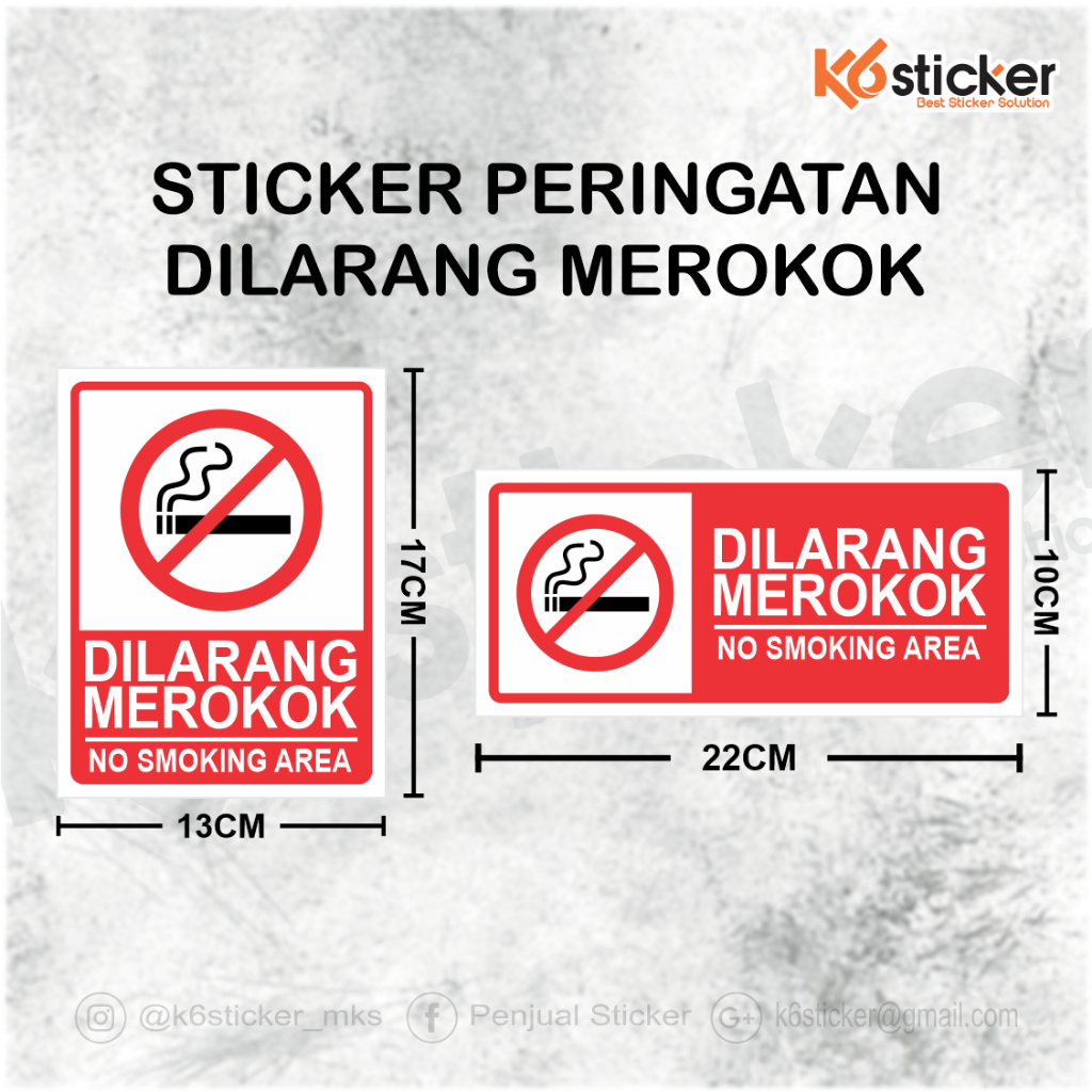 Jual Sticker Dilarang Merokok / Stiker Dilarang Merokok / Sticker No ...