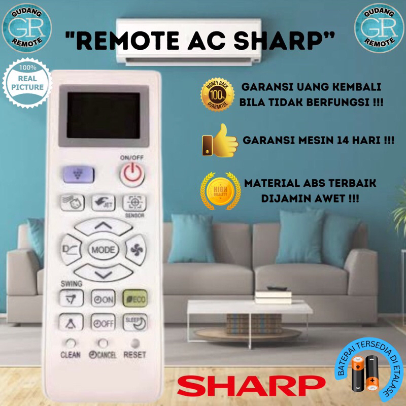Jual Remote remot AC Sharp Plasmacluster baby eco High Quality | Shopee ...