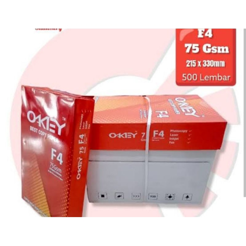 Jual Kertas Hvs Okey Paper 1 Dus isi 5 Rim F4 75 Gsm Uk.(215x330mm ...