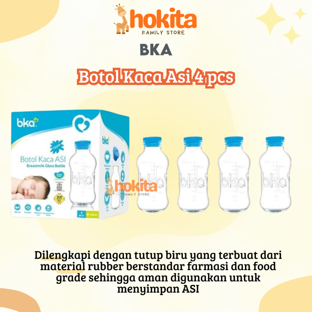 Jual BKA Botol Kaca ASI tempat simpan ASI - 4pcs | Shopee Indonesia
