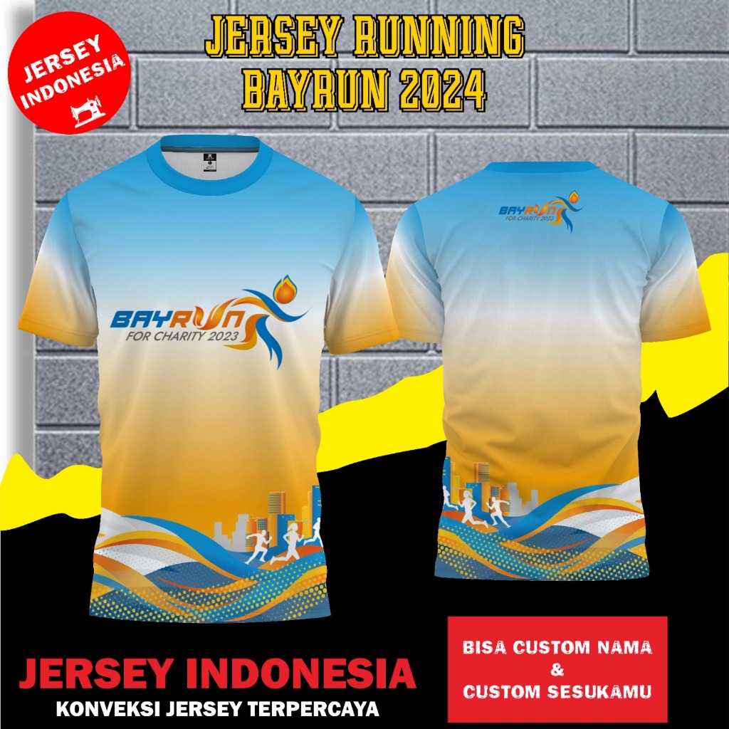 Jual Baju Lari Jersey RUNNING BAYRUN 2023 Terbaru, Jersey Olahraga Berbahan Dry Fit Full ...