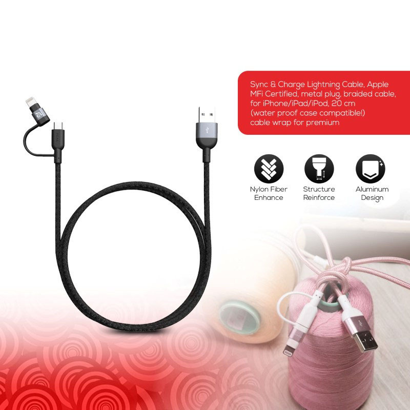 Jual ADAM ELEMENTS PEAK II DUO 120B - CABLE USB A to Micro + Lightning ...