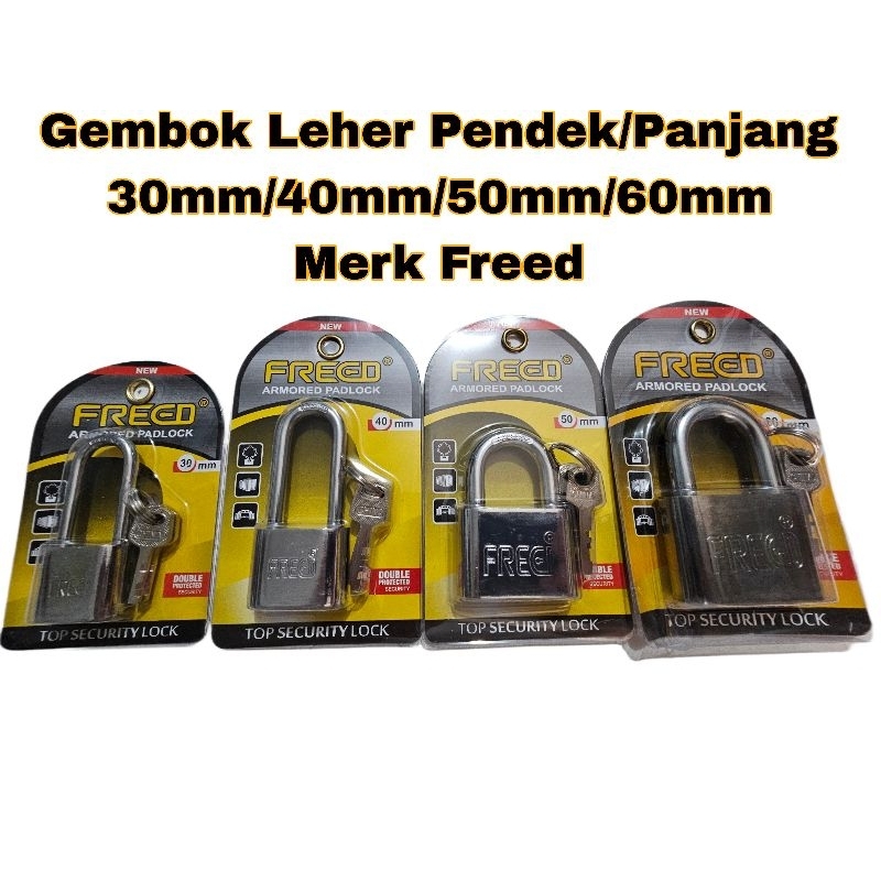 Jual Gembok Leher Pendek/Panjang merk Freed (30mm/40mm/50mm/60mm ...