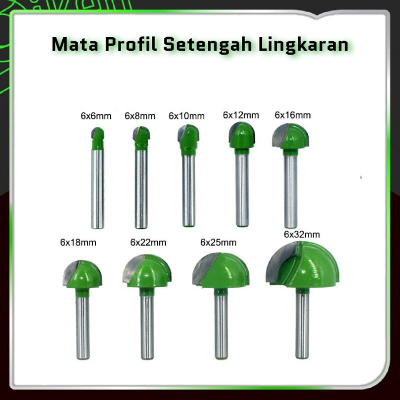 Jual Mata Bor Profil Kayu Round Bit Mata Router Setengah Lingkaran ...