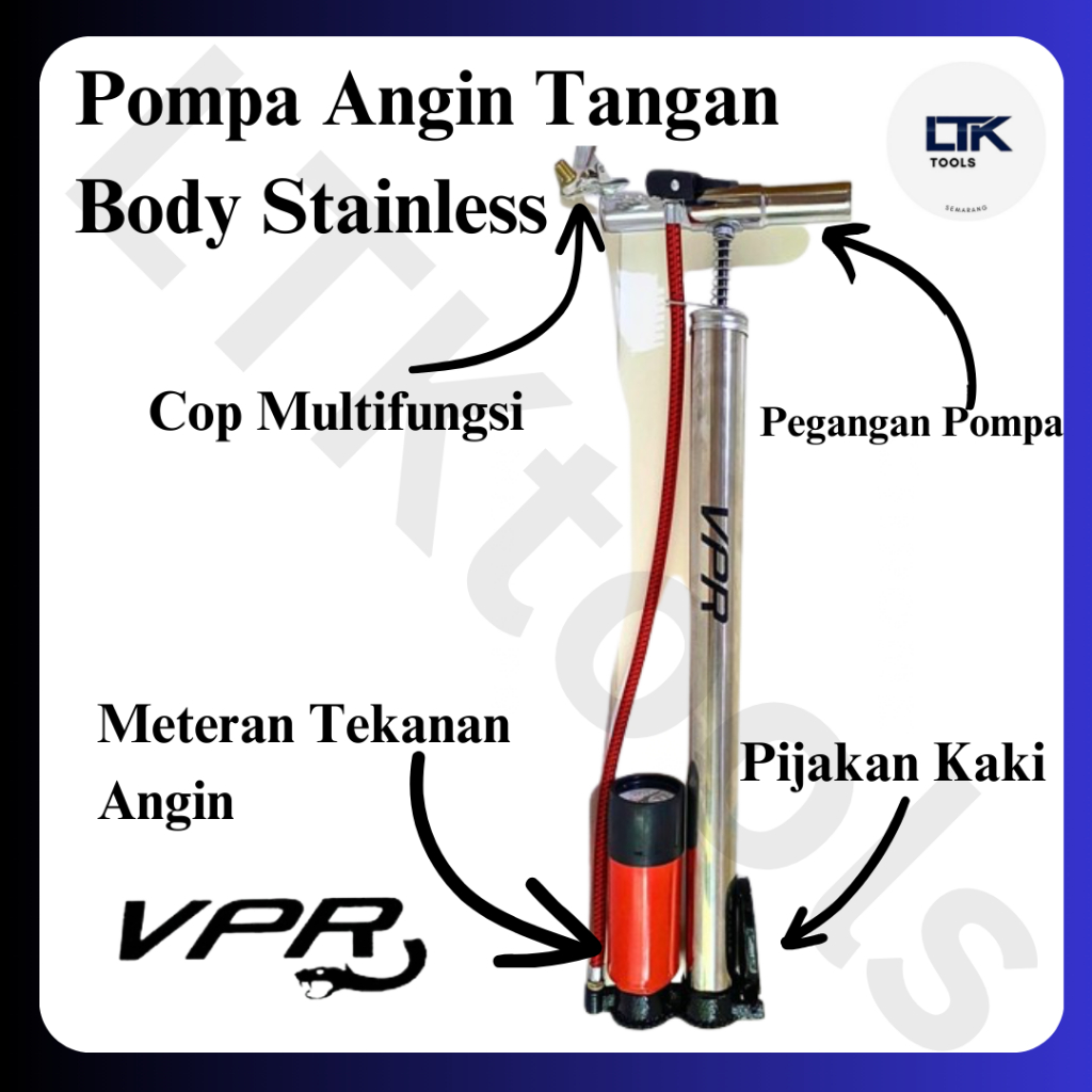 Jual Pompa Angin Tangan Tabung Stainless/ Pompa Ban Motor Bola [Merek ...