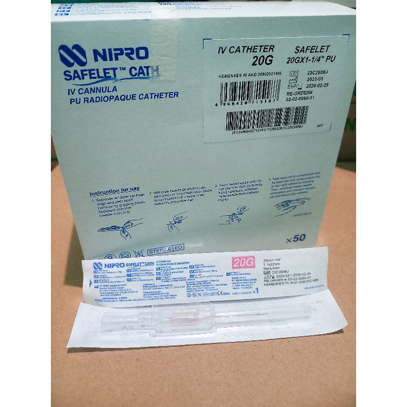 Jual IV Cateter I.V Catheter Safelet Nipro 18G 20G 22G 24G Nipro Box ...