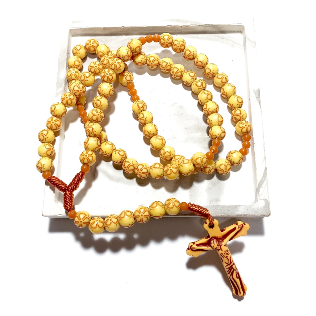 Jual Devosi Rosario 77 Bapa Kami/Kalung Rosario Bapa Kami Bahan Parel Warna Kayu | Shopee Indonesia