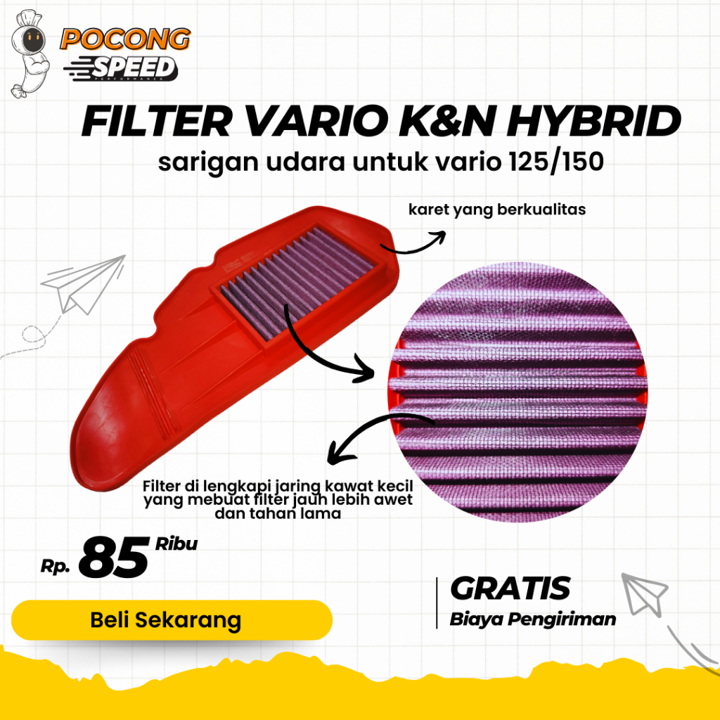 Jual FILTER SARINGAN UDARA VARIO 125 TECHNO CBS KZR FILTER SARINGAN ...