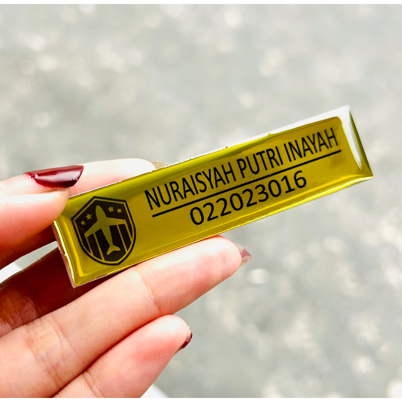 Jual (GOLD) PAPAN nama dada akrilik resin/ PAPAN NAMA MAKASSAR / Name ...