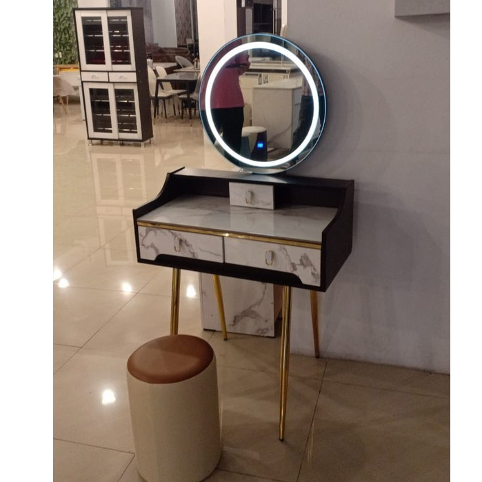 Jual Meja Rias LED Minimalis Murah Ekonomis Granite Kaki Besi Dressing ...